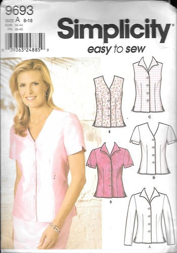 Simplicity #9693 Misses' Blouse (5 Versions) Size 8-18 - UNCUT | eBay