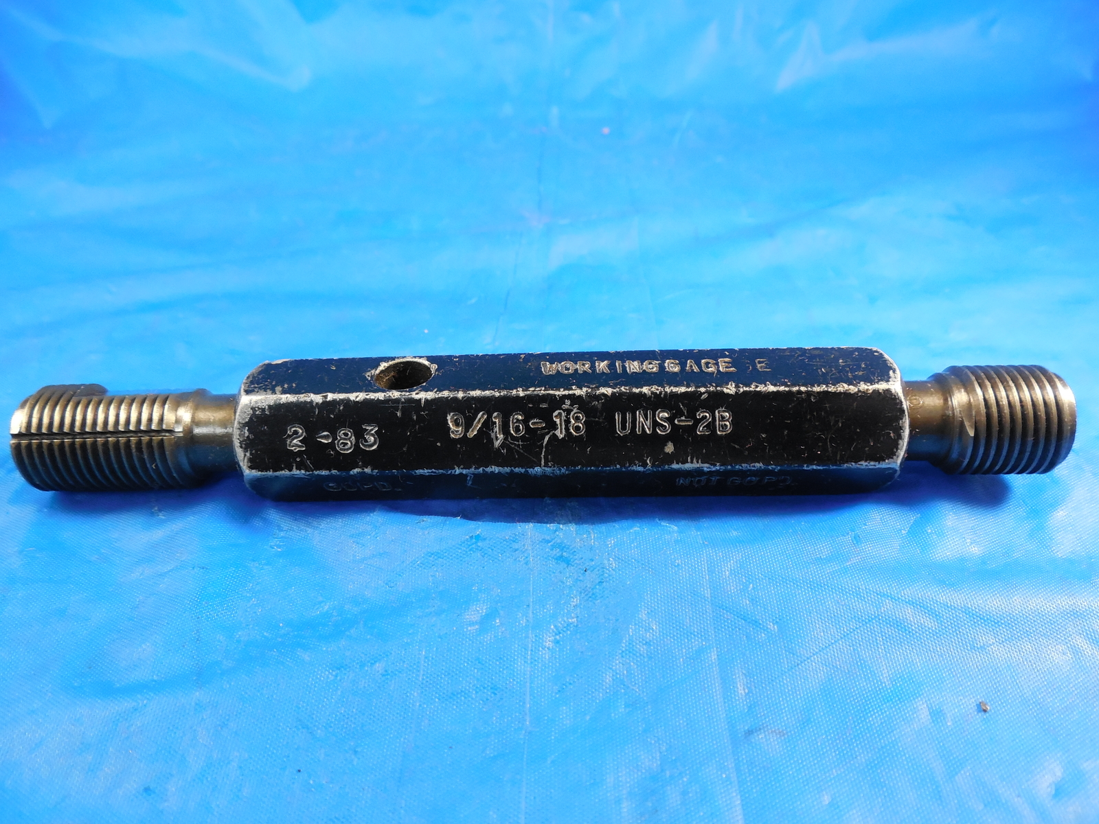9/16 18 UNS 2B OVERSIZE THREAD PLUG GAGE .5625 GO NO GO P.D.'S = .5276 ...