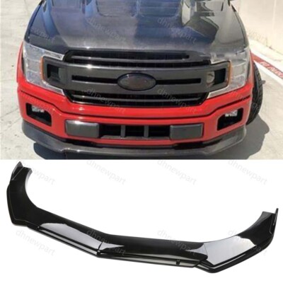 Gloss Black For Ford F-150 XL XLT Lariat Car Front Bumper Lip Spoiler ...