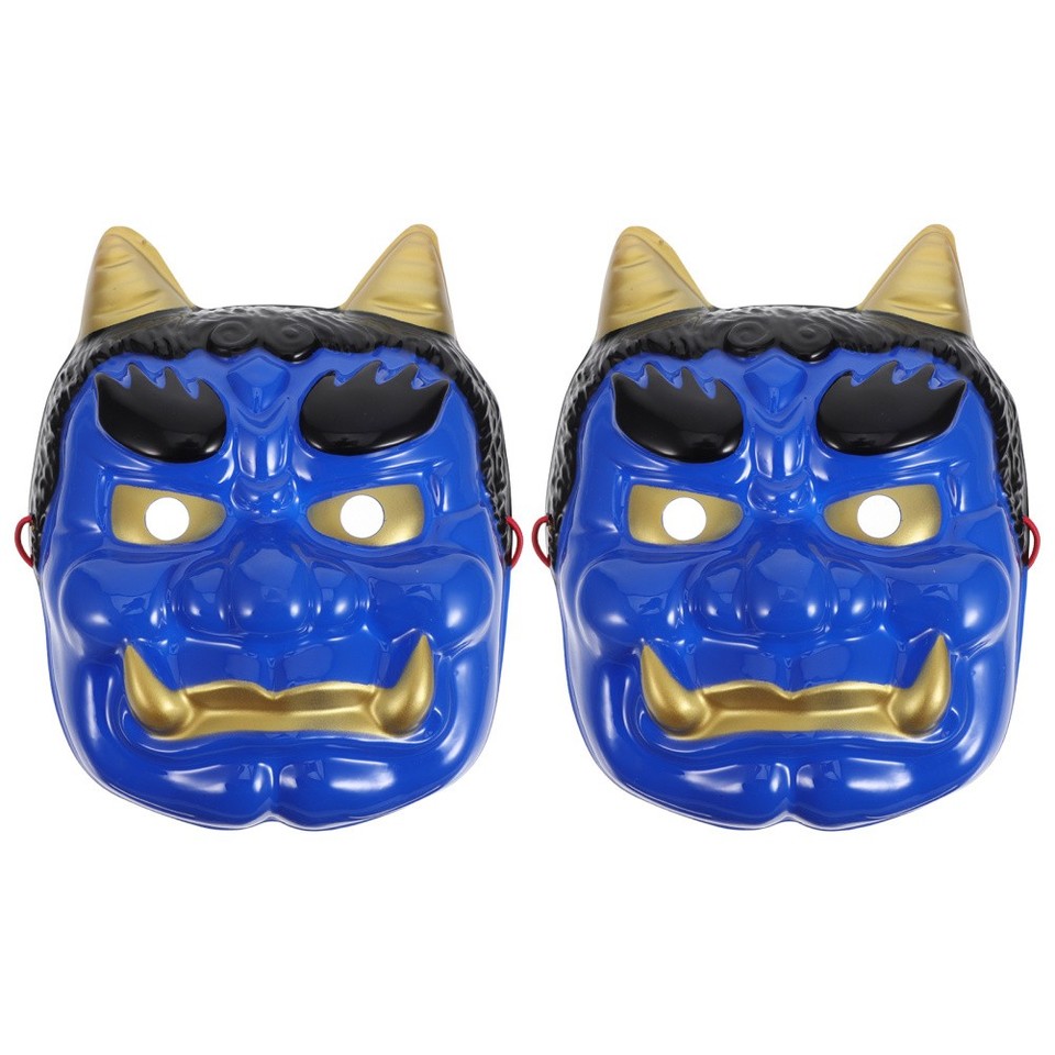 2pcs Japanese Samurai Demon Masks - Tengu Ghost Mask - Realistic Horned ...