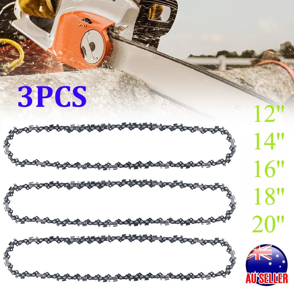 3PCS Chainsaw Replacement Blade Saw Chains Semi Chisel 12" 14" 16" 18 ...
