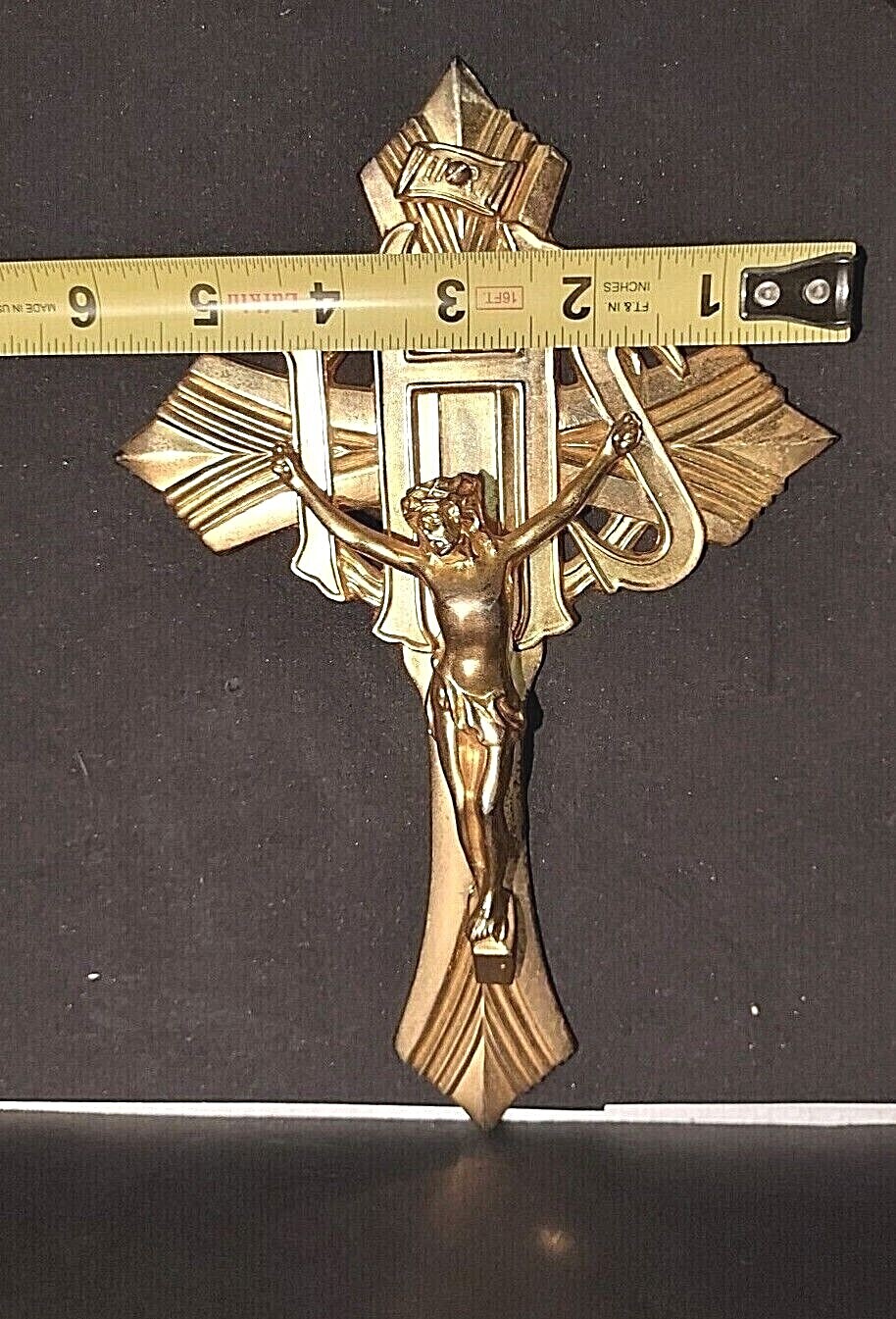 Vintage Heavy 10" BRASS IHS CRUCIFIX Wall Decor | eBay
