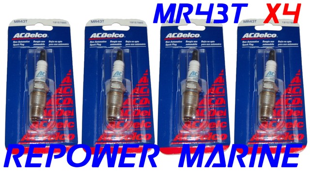 AC MR43T Spark Plug Set for MerCruiser VOLVO OMC Pre 96' V8 Repl NGK ...