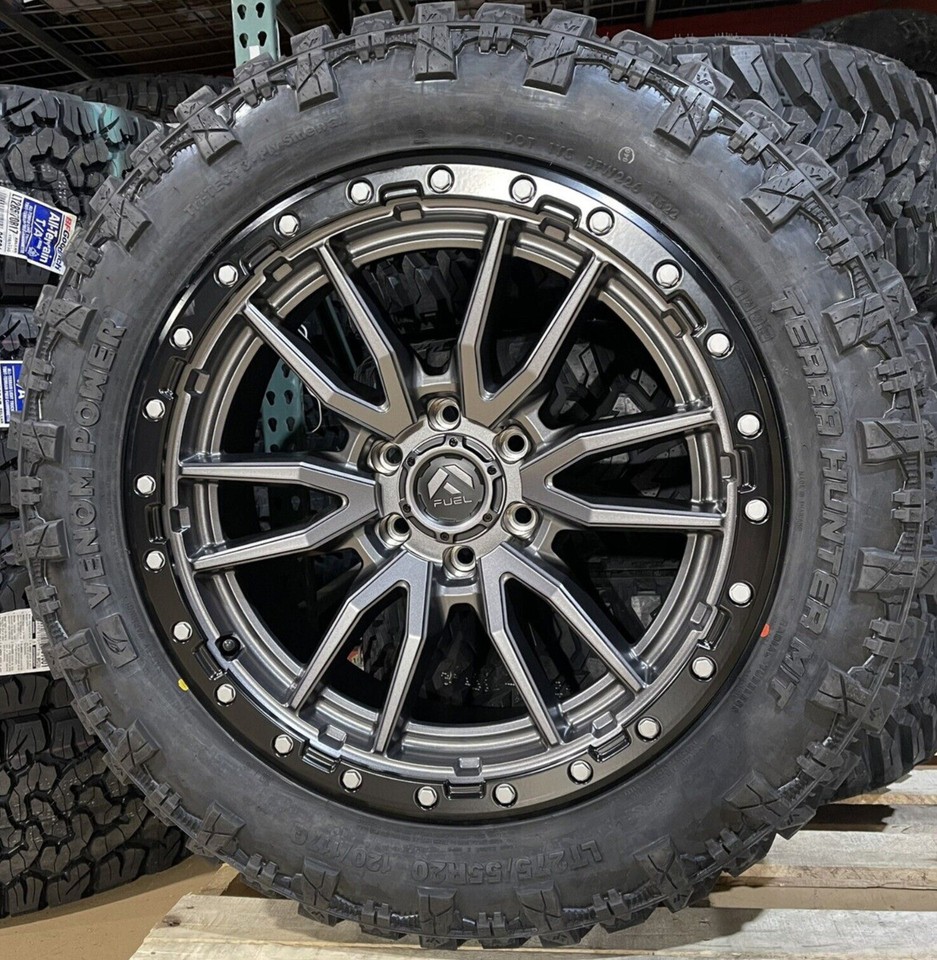20x9 Fuel D680 Rebel Gray Wheels Rims 32" MT Tires 6x135 Ford F150 ...