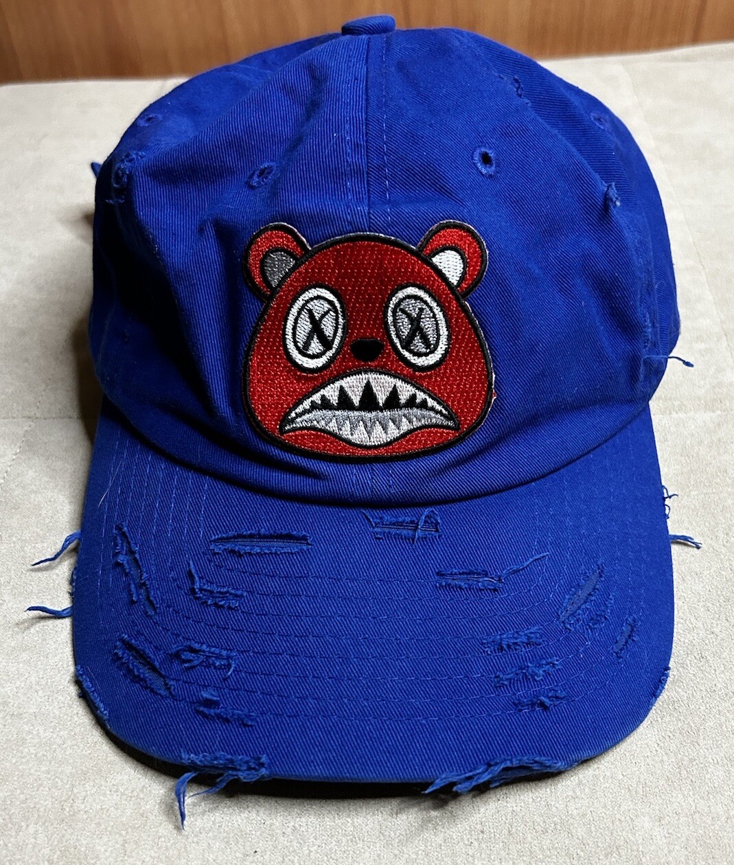BAWS Bear Hat Cap Blue Distressed | eBay