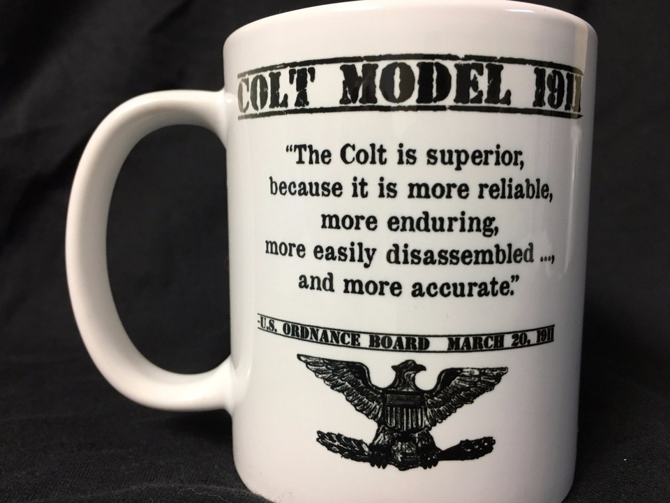 Colt 1911 Pistol Coffee Mug 45 auto Tactical Military WWI WWII | eBay
