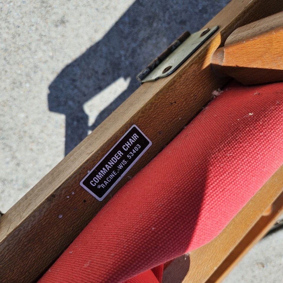 Vintage Wooden Frame Folding Directors Chairs Commander Red | eBay