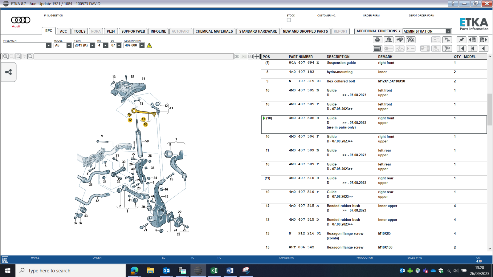 AUDI A6 A7 Q5 Q7 Q8 VW TOUAREG RIGHT FRONT UPPER SUSPENSION ARM ...