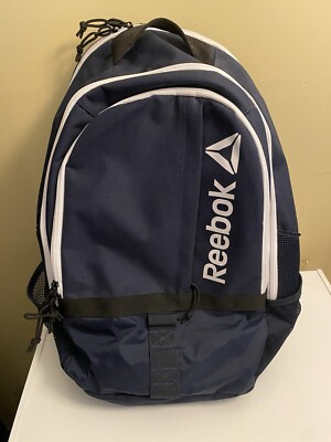 Reebok Backpack Blue & White 3 Zipper | eBay