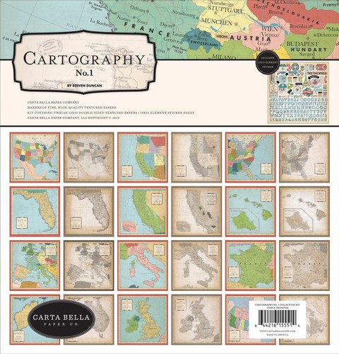 Carta Bella Cartography No. 1 - 12x12 Paper Pack Kit Scrapbook Papers ...