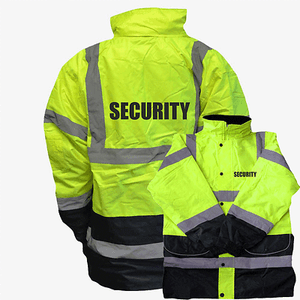 YELLOW NAVY SECURITY HI VIS PARKA JACKET, WORKWEAR, HI VIZ, GUARD | eBay