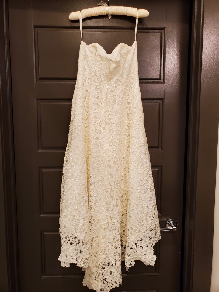 Galina Ivory Lace Strapless Sheath A-Line Wedding Dress Size 8 high low ...