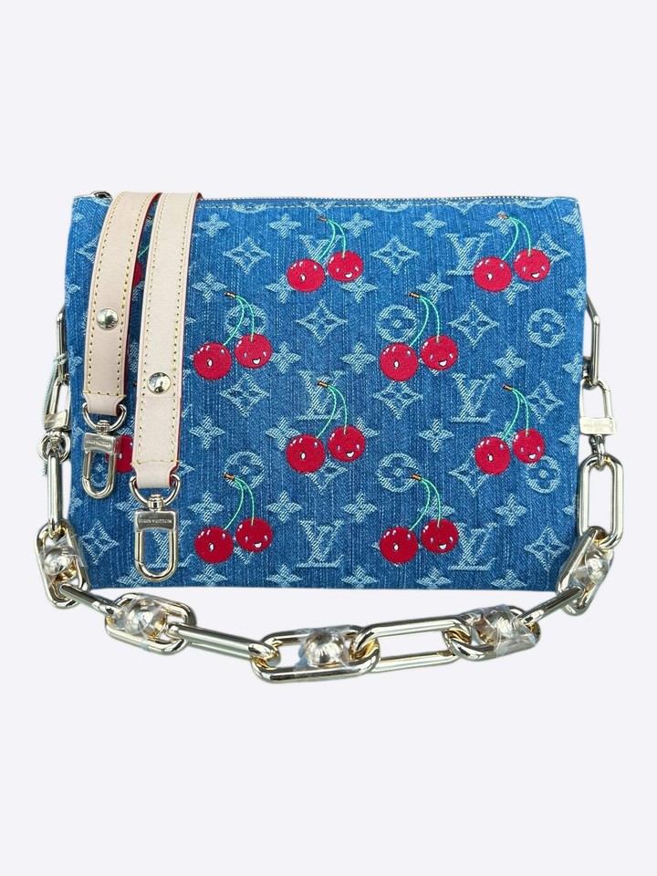 Louis Vuitton Takashi Murakami Blue Cherry Monogram Denim Coussin PM | eBay