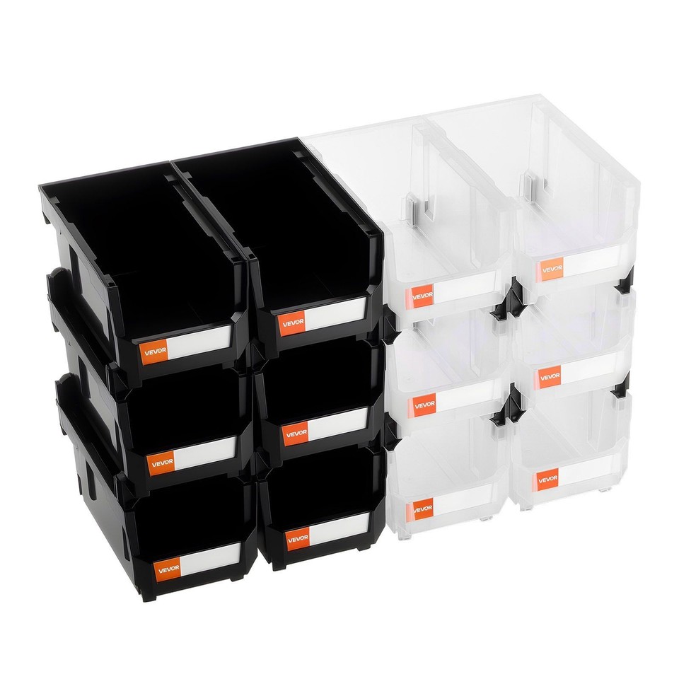 Compact 14.8x8.5x7.1in 12-Pack Stackable Storage Bins Easy-Clean ...