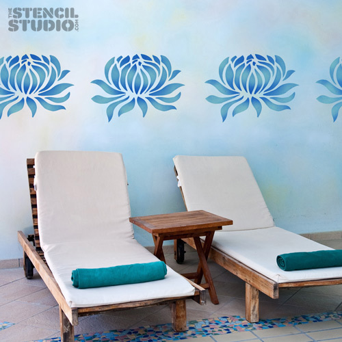 Water Lily Stencil, Home Decor Reusable Wall Stencil The Stencil Studio ...