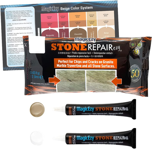 Magicezy Stone Repair Ezy (Beige/White Kit): Stone Fix - Repair Chipped ...