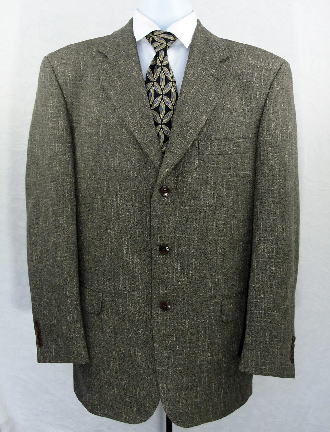 PRONTO UOMO Firenze Italian Sport Coat Jacket 42L Gray Olive Wool Blend ...