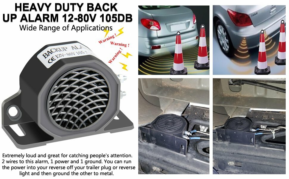 105dB White Noise Backup Alarm Reversing Alarm with Wire Connection for ...