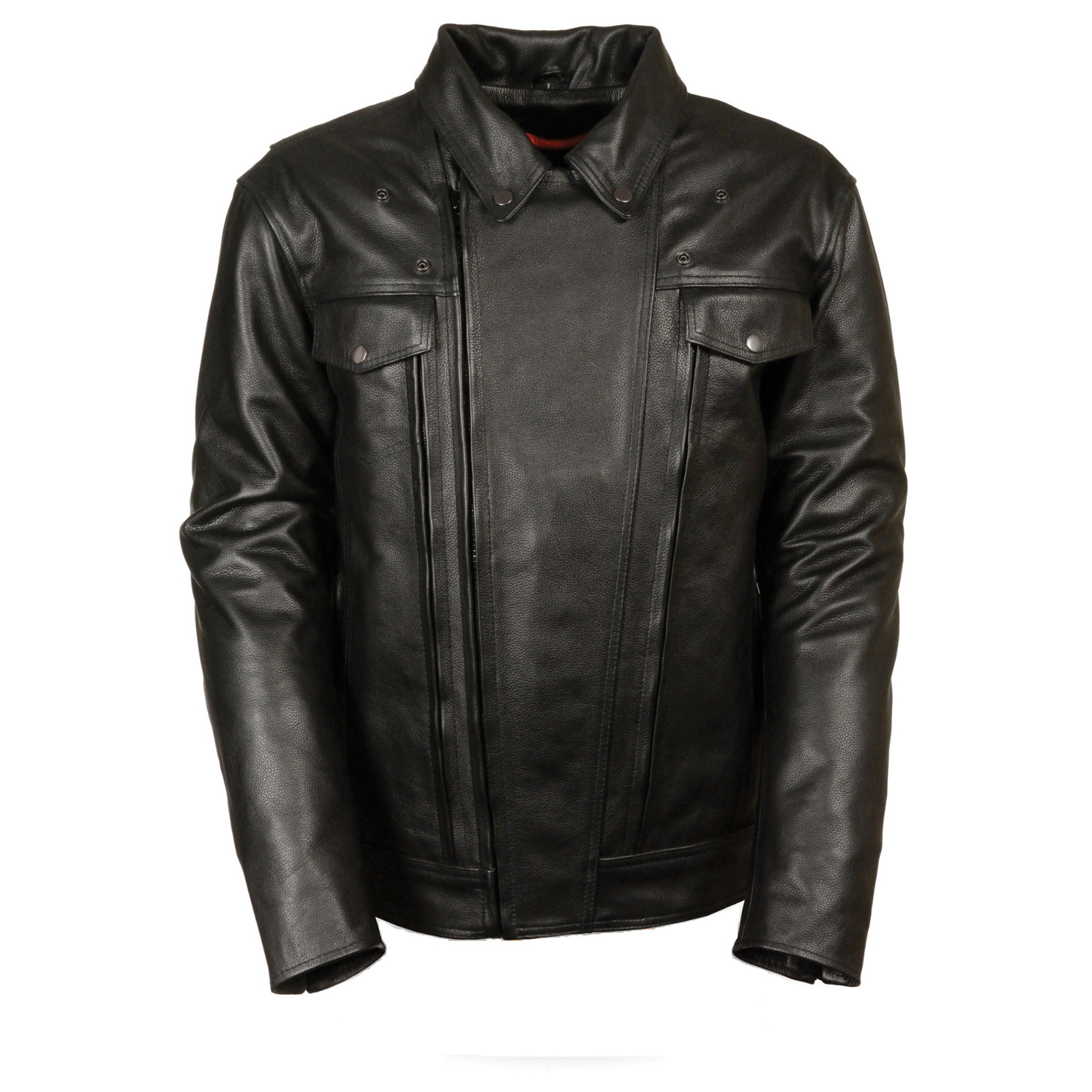Mens LEATHER Riding Jacket Motorcycle Biker Cruiser Vents Scooter Zip ...
