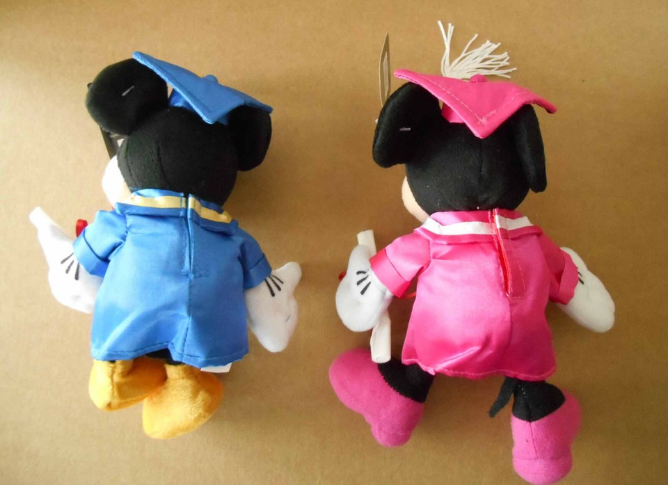 Disney Mickey and Minnie Mouse Graduation Gown with Diploma 6" Plush ...