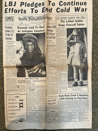 JFK Assassination November 26, 1963 Newspaper Seattle Post ...