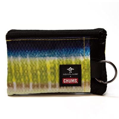 Chums Surfshort Compact Wallet ID Window&2 Zip Pockets (Aqua Flauge ...