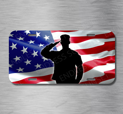 USA Soldier Army Salute American Flag Veteran US License Plate Front ...
