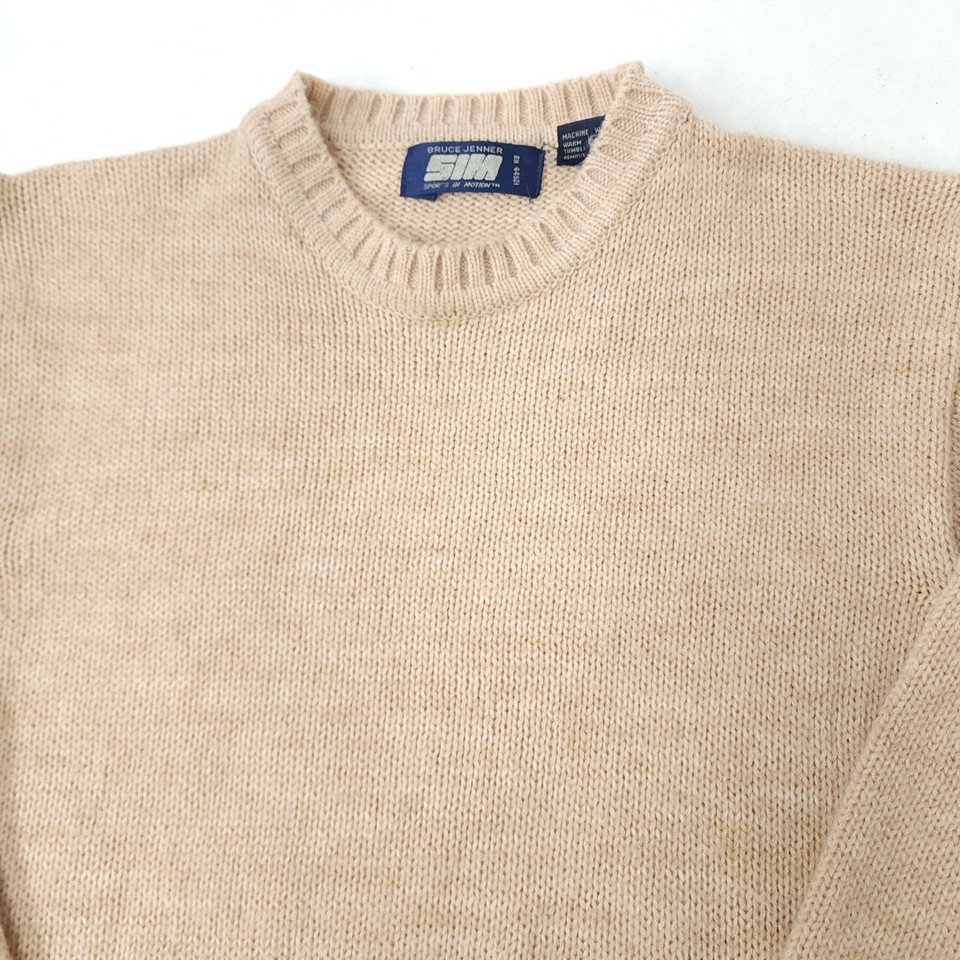 VINTAGE 80s Bruce Jenner SIM Sports Men's M Crewneck Sweater Oatmeal ...