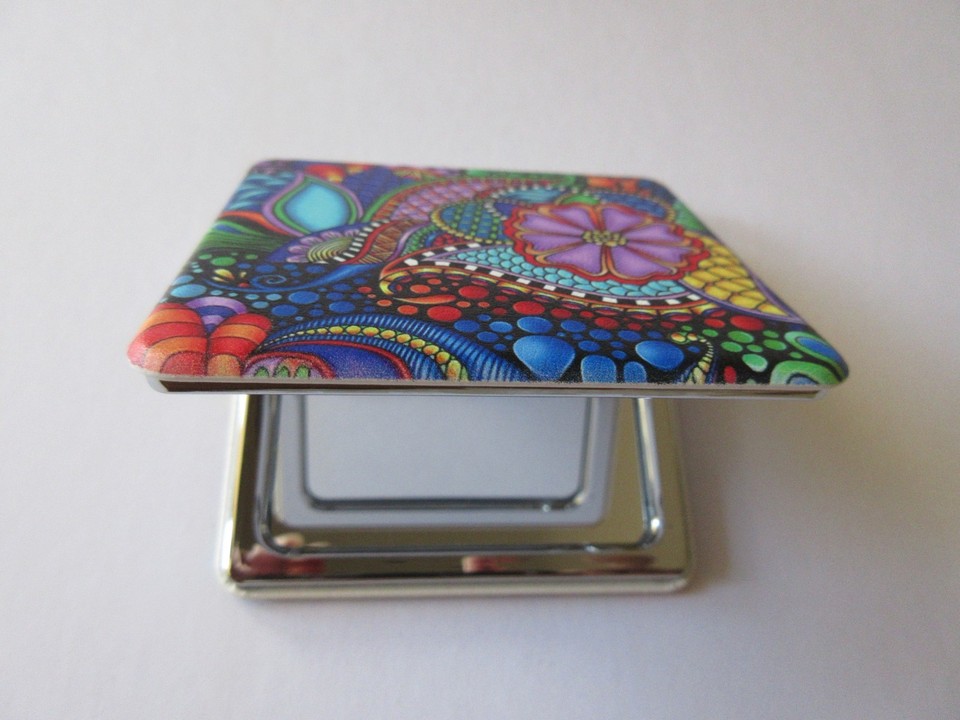 Double-Sided Portable Travel Compact Mirror For Purse In Paisley Print ...