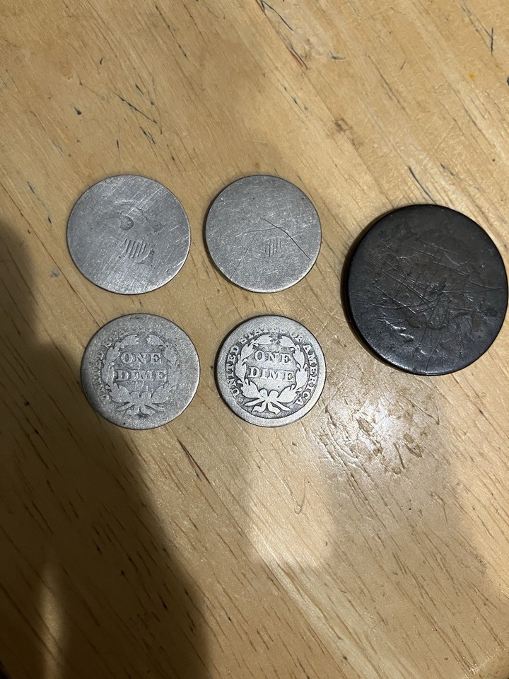 5x US coin lot: Capped bust & seated dimes plus large cent | eBay