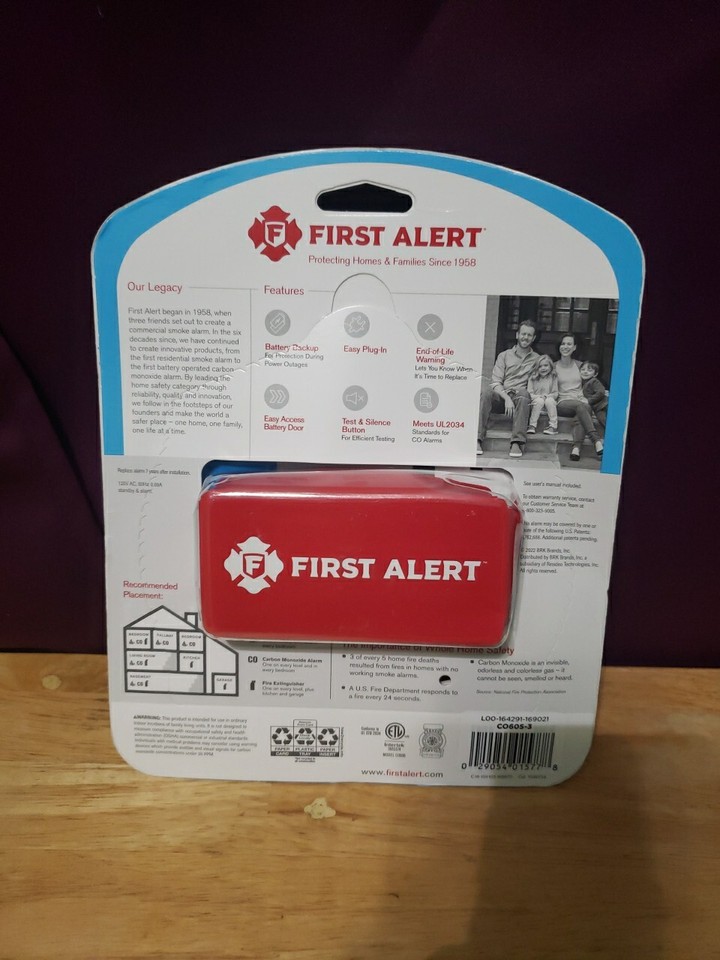First Alert Carbon Monoxide Alarm With Battery Back-Up CO605 Battery ...