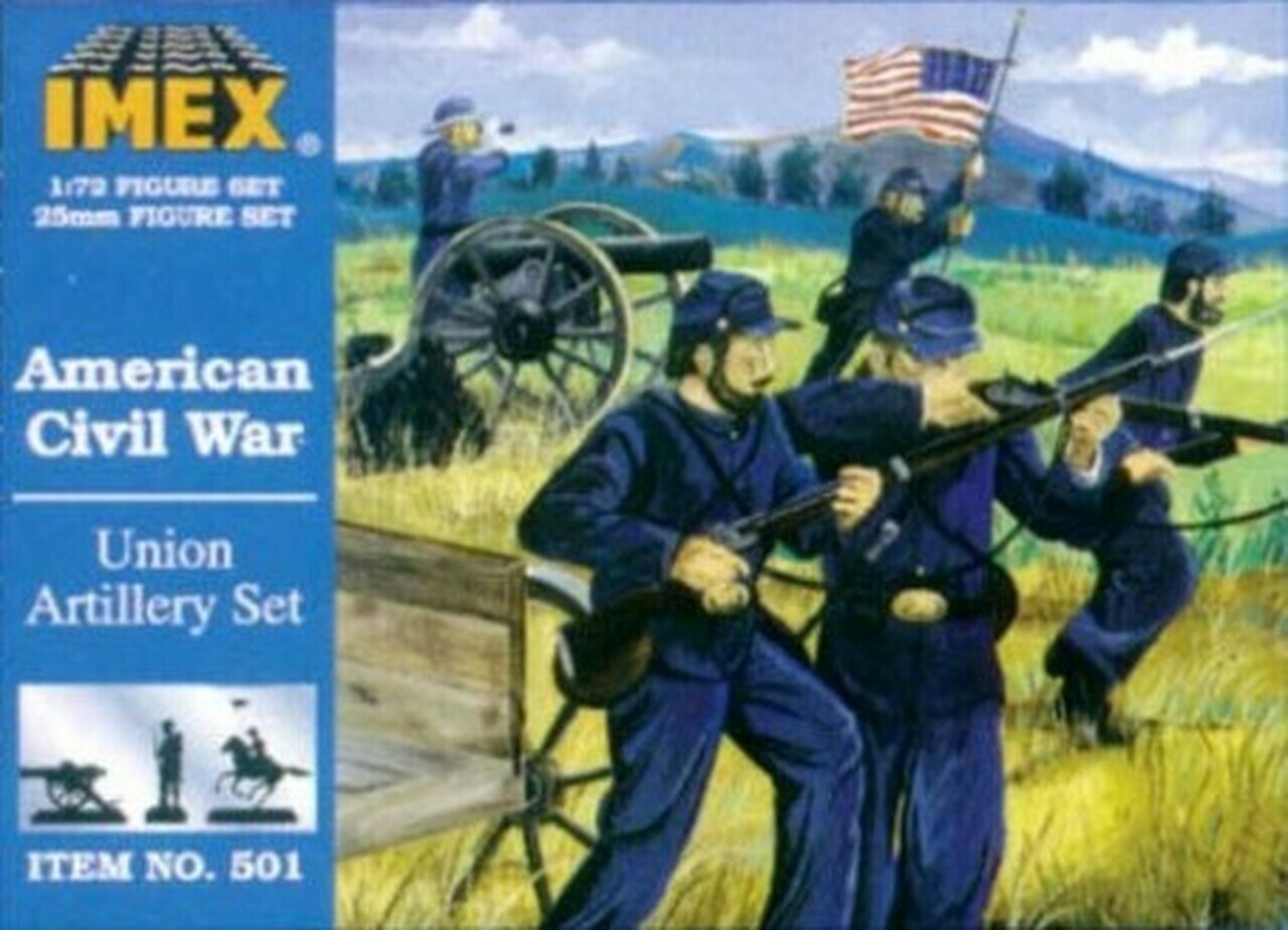 IMEX MODELS 1/72 Civil War Union Artillery (25, 4 horses, 3 cannons ...