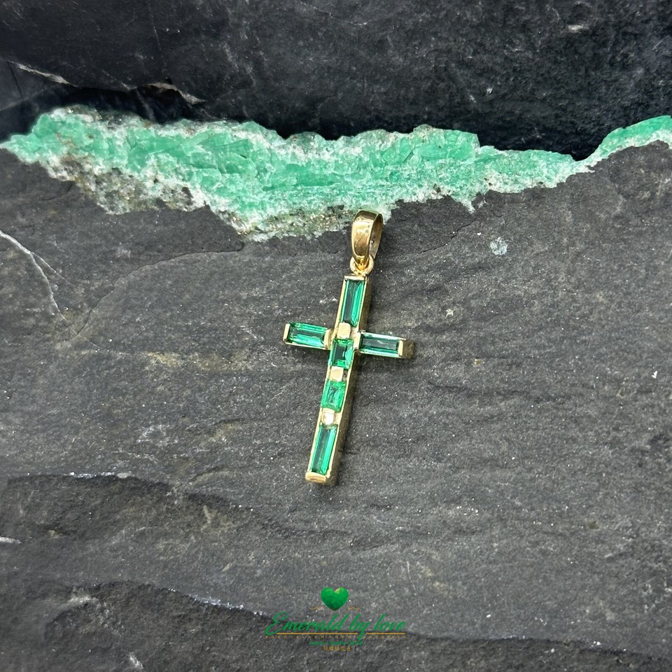 18K Natural Colombian Emerald Cross Pendant Yellow Gold Cross | eBay