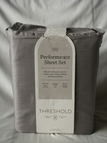 Threshold Performance Sheet Set King Gray 100% Cotton 400 Tread Count ...