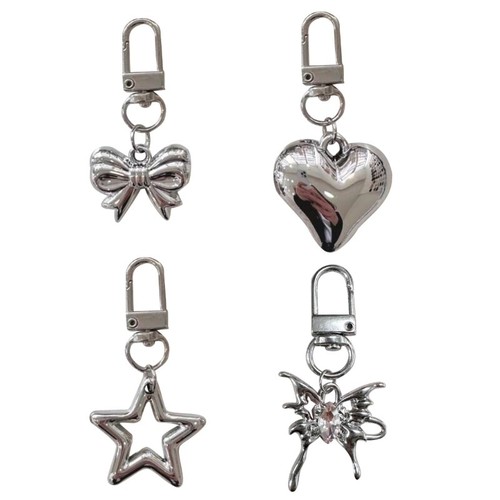 Cute Butterfly Key Chain Siver Bowknot/Star/Heart Keyring Pendant for ...