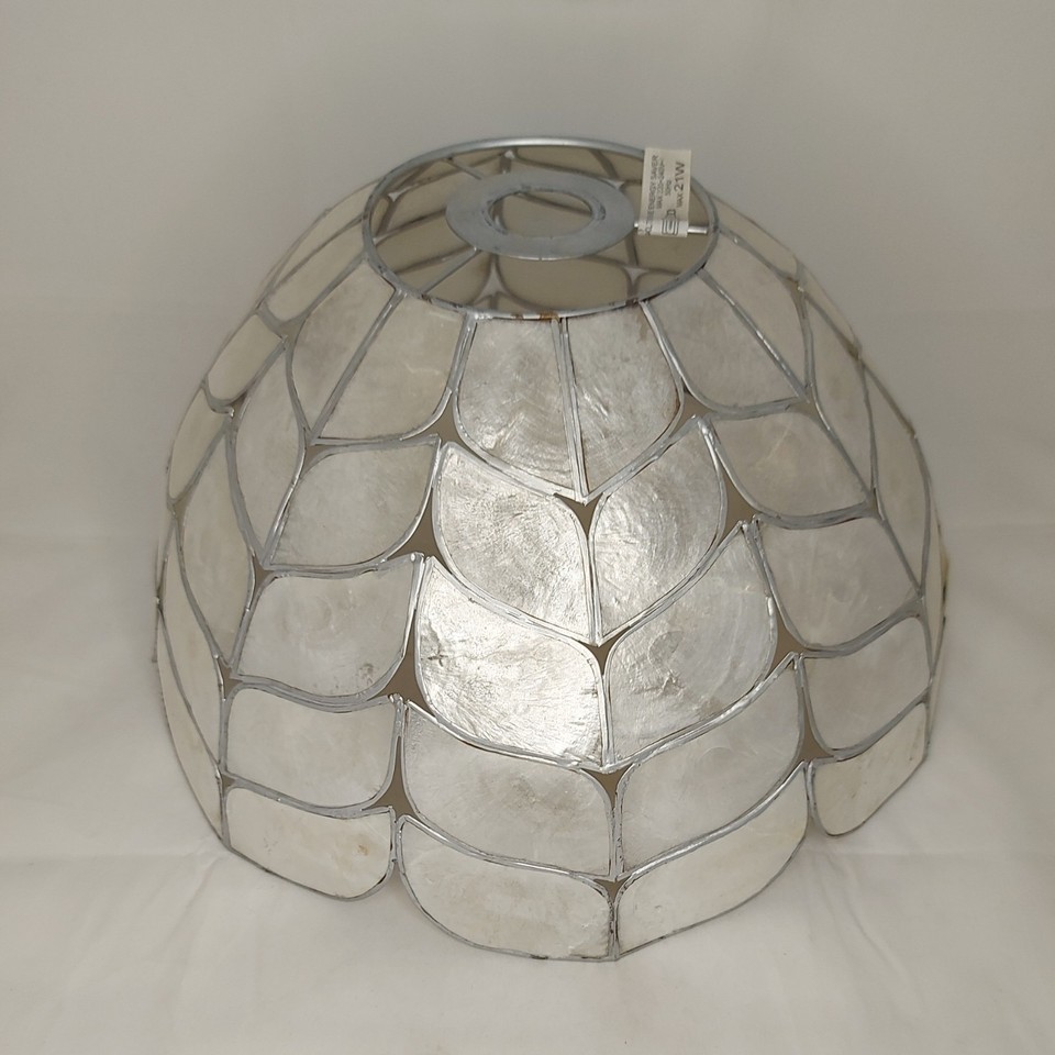 Vintage Pair Capiz Shell Light Shades Ceiling Lampshades Leaf / Chevron ...