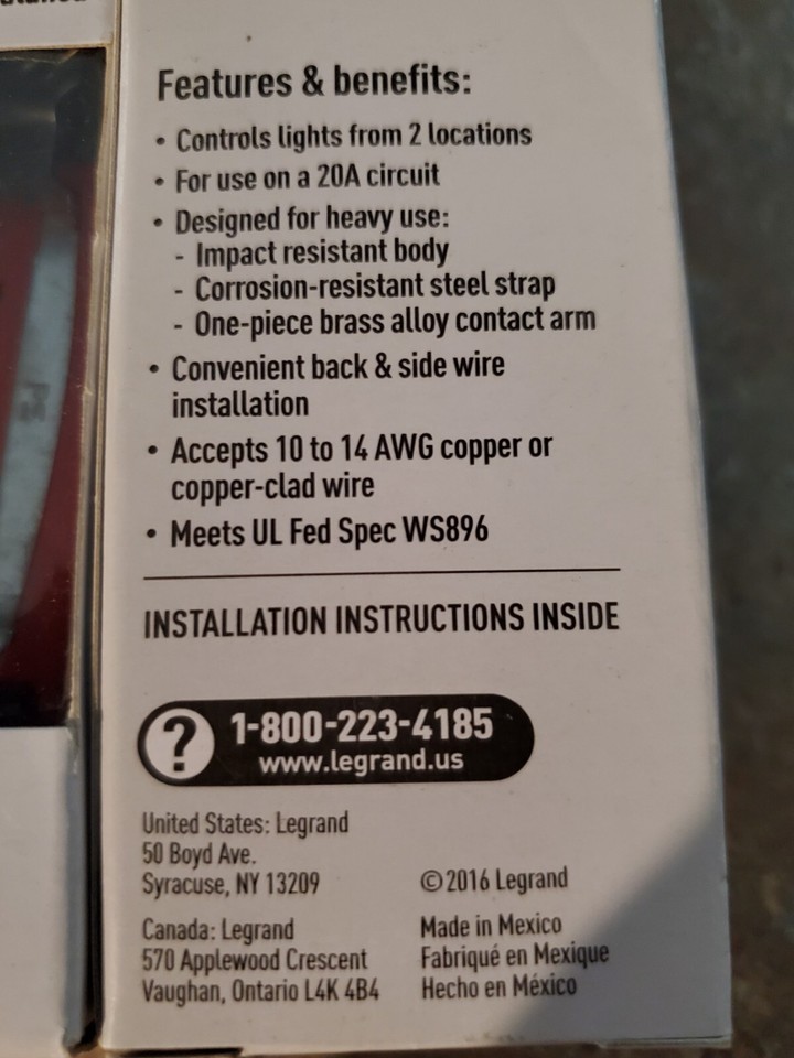 5 Legrand Commercial 20 AMP 3 Way Toggle Light Switch Ivory Pass ...