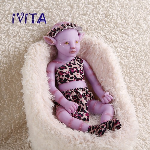 IVITA 18'' Soft Pink Silicone Reborn Doll Amber Eyes Boy Fairy Baby ...