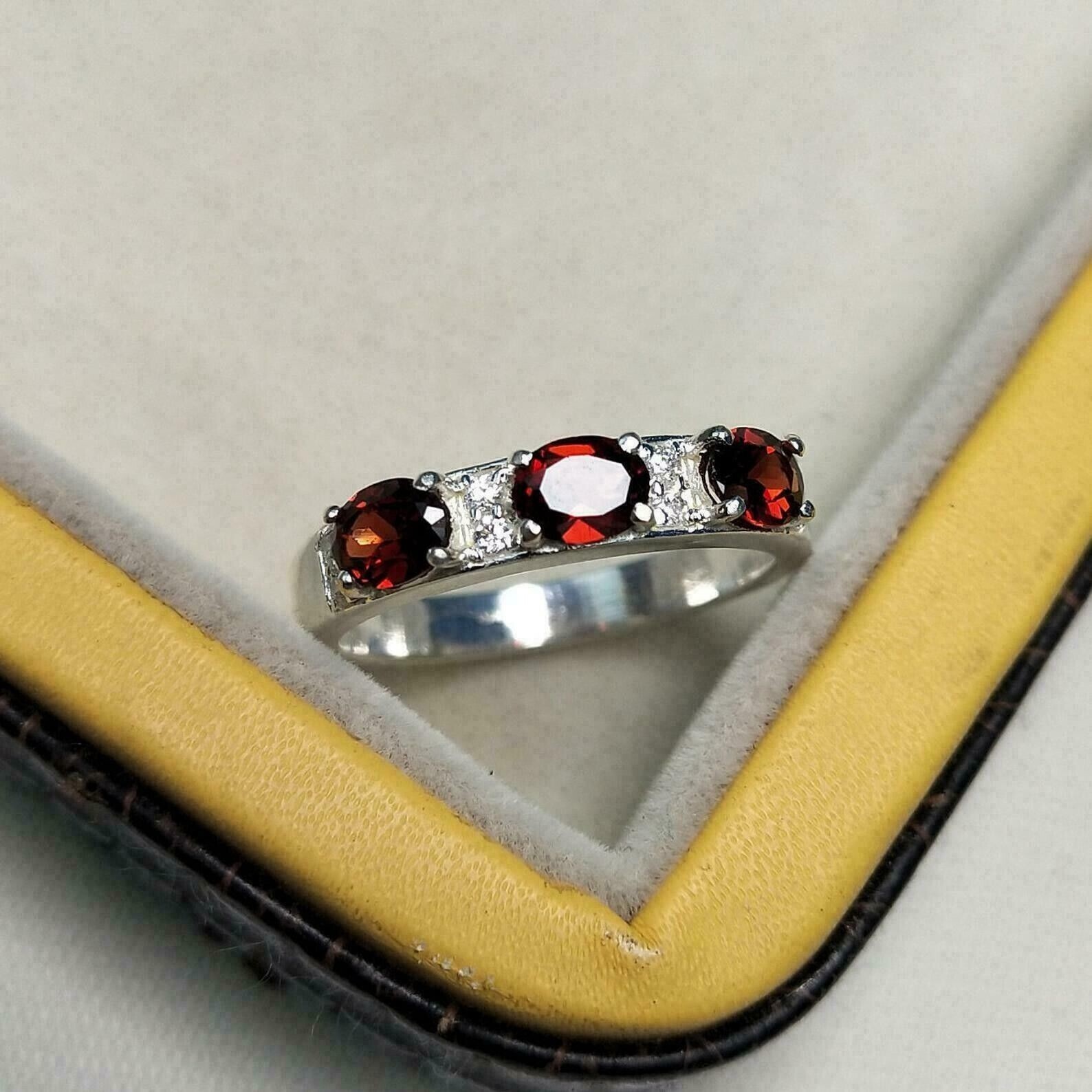 2.0Ct Oval Cut Lab-Created Garnet Engagement Wedding Ring 14K White ...