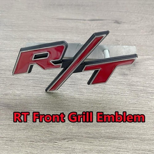 For RT Front Grille Emblems R/T Car Truck Metal Badge Red Silver Grill ...