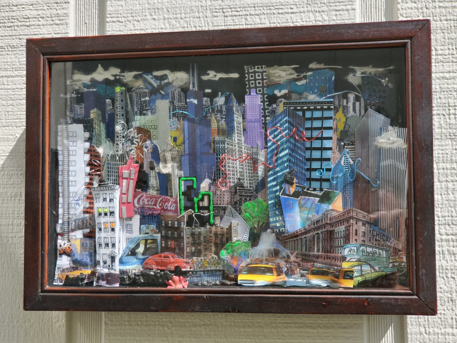 VINTAGE 90's SHADOWBOX WALL HANGING COLLAGE CHICAGO 3D STREETSCAPE ...