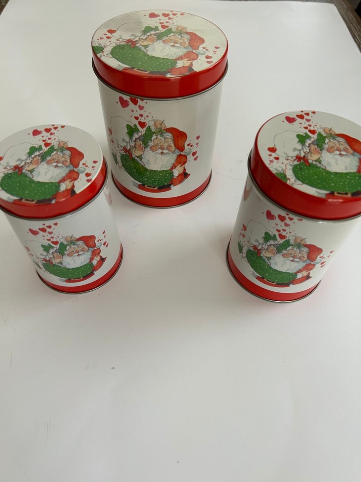 Christmas Canisters Set of 3 Santas, New, Multicolor, Great for Gift ...