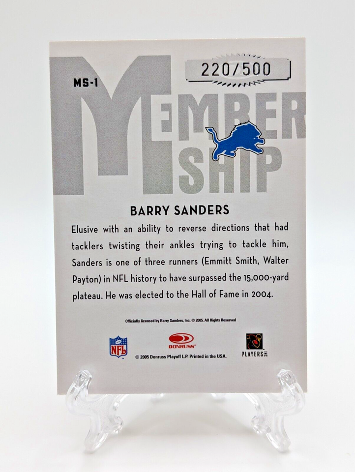 2005 Donruss Classics - Membership SILVER - Barry Sanders #MS-1 HOF ...