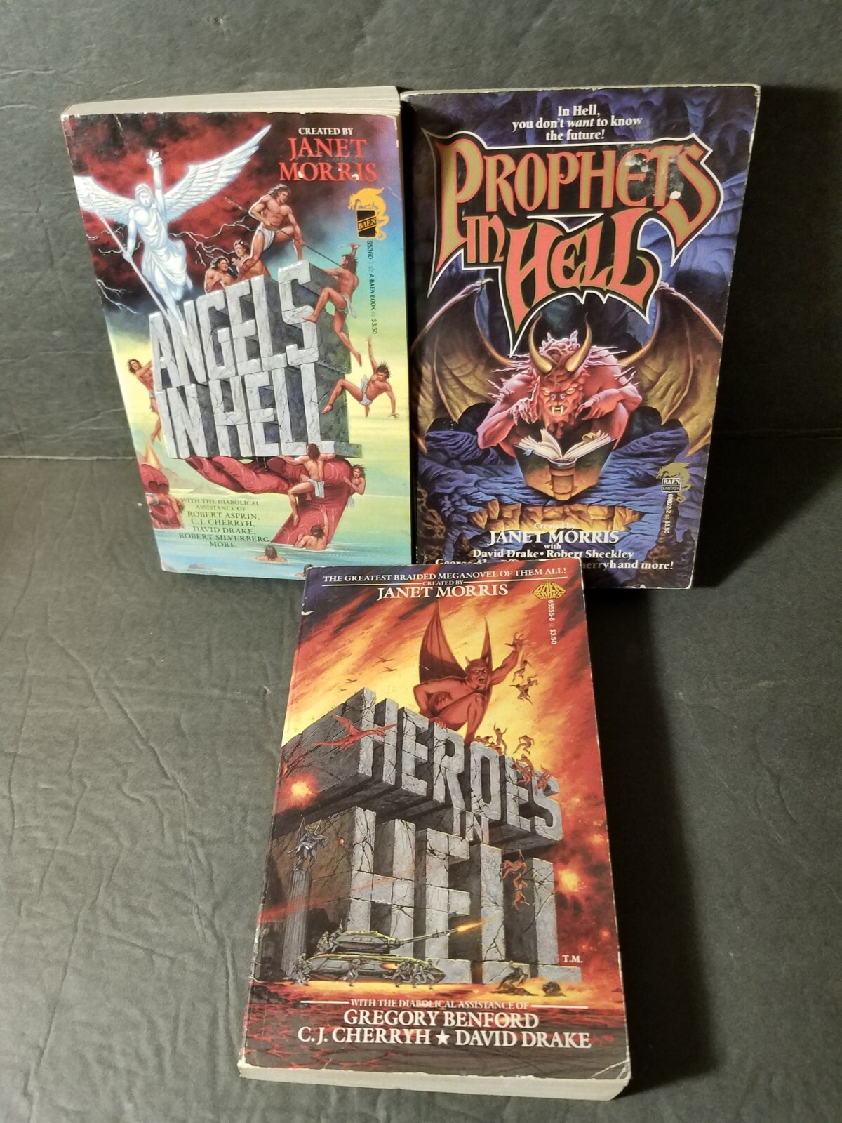 JANET MORRIS BOOK LOT OF 3 HEROES IN HELL, ANGELS IN HELL & PROPHETS IN ...