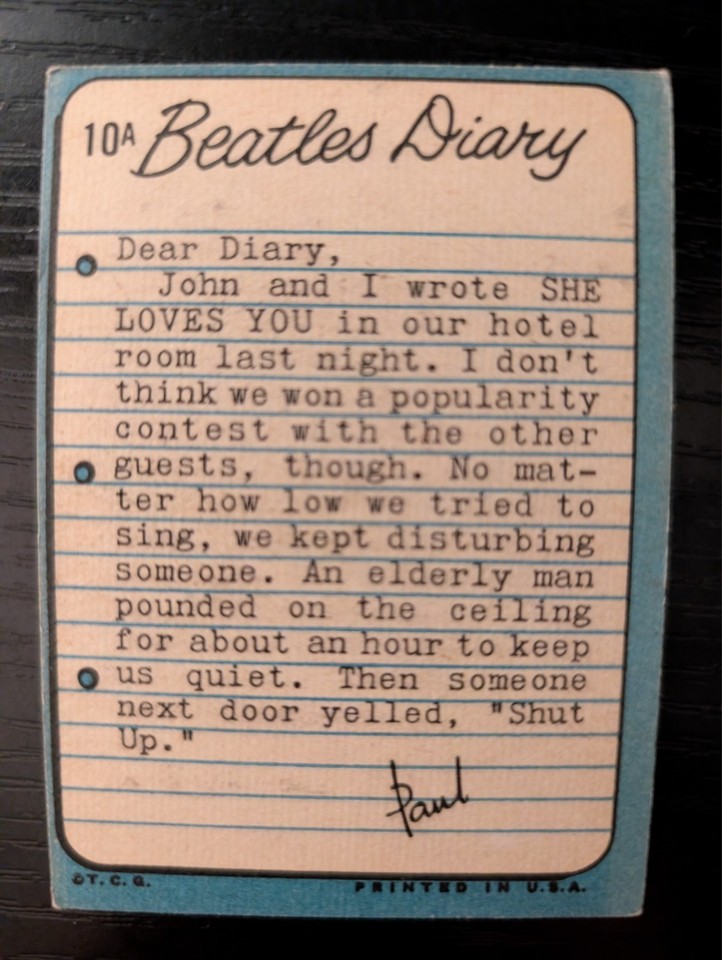 1964 Topps Beatles Diary Cards U-Pick Complete Your Set #1A-60A VG/EX ...