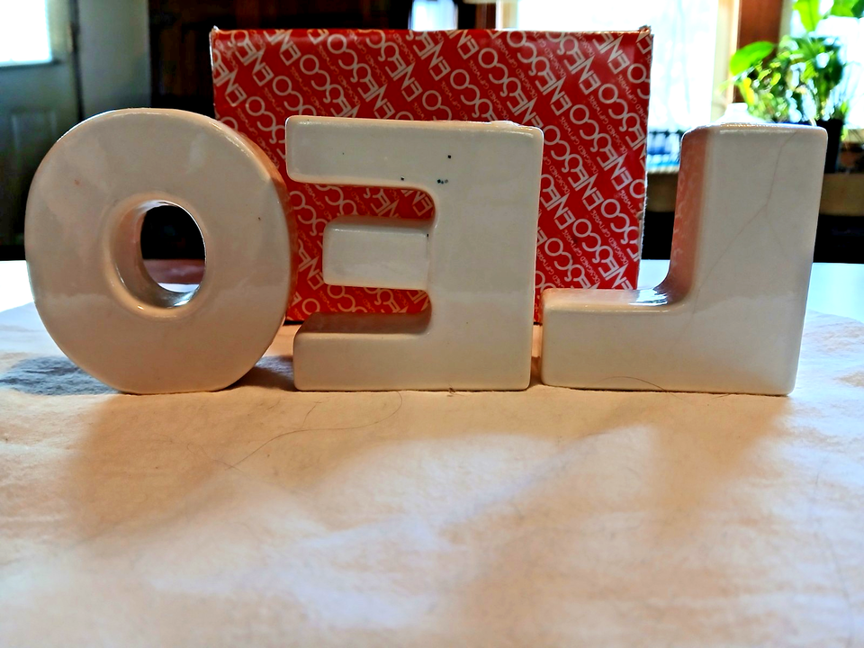Ceramic NOEL Letter Candleholders Candy Cane/Holly. Japan. *The "N" is ...