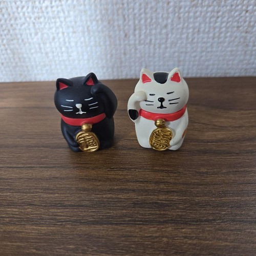 Concomble Black Calico Lucky Cat Figurine Beckoning Cat Good Luck Charm ...