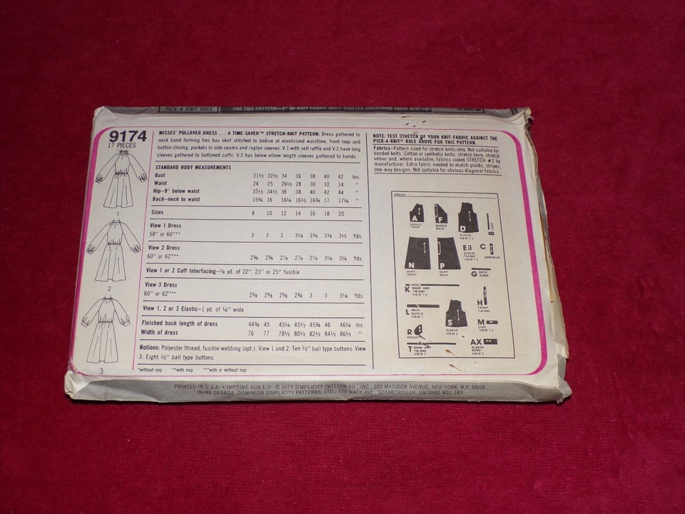 🌺1979 SIMPLICITY #9174-LADIES MODEST (3 STYLE) KNEE LENGTH DRESS ...