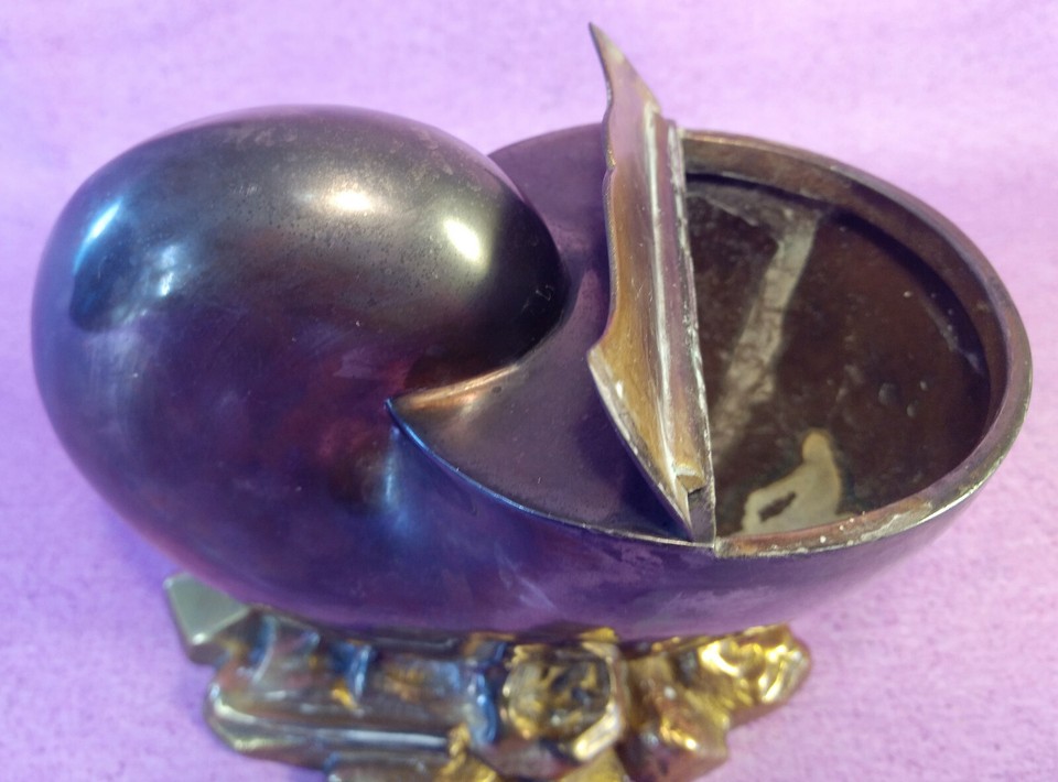 Victorian Spoon Warmer Nautilus Shell 1800s Antique Silverplate Brass ...