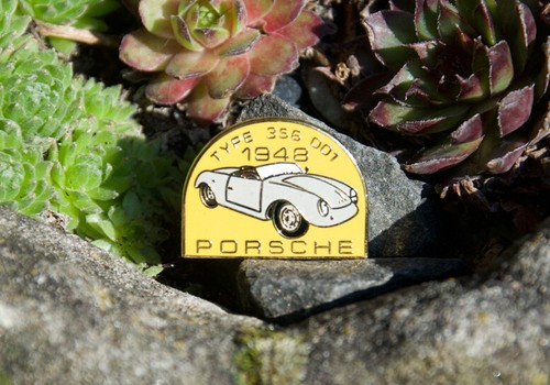 VINTAGE ENAMEL AUTOMOBILE CAR PIN / BUTTON # PORSCHE TYPE 356 001 1948 ...